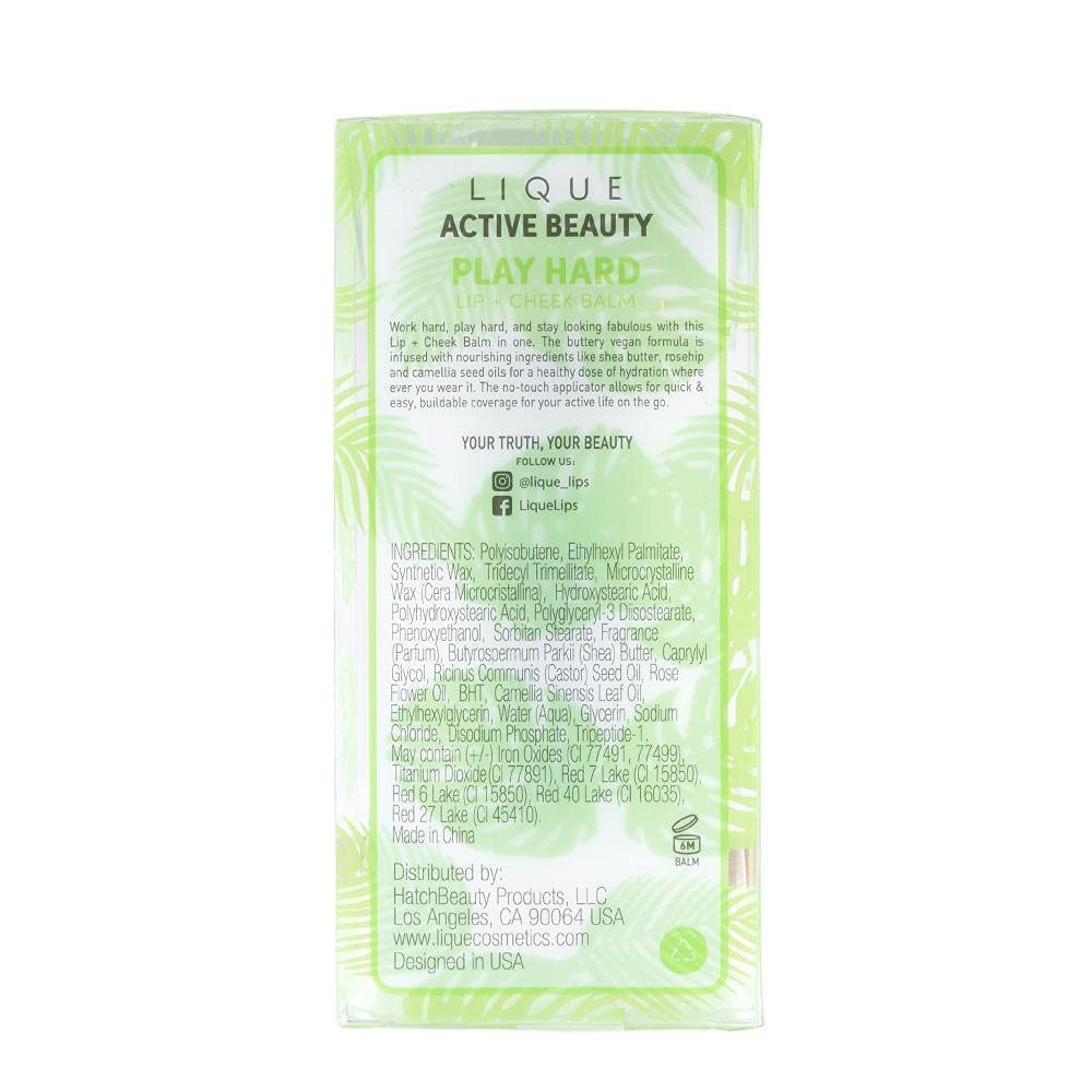 LIQUE Active Lip & Cheek Balm Makeup Stick, Lightweight & Hydrating, Sheer Color with Buildable Coverage, Natural-Looking, Dewy Finish, Vegan Formula, Resilient, 0.49 Oz.