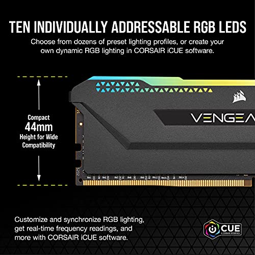 Corsair Vengeance RGB PRO SL 32GB (2x16GB) DDR4 4000MHz C18 Desktop Memory (10 Ultra-Bright RGB LEDs, Custom Performance PCB, Tight Response Times, Intel XMP 2.0) Black
