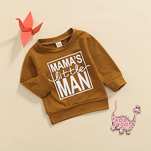 Fernvia Newborn Baby Boys Girls Toddler Sweatshirt Pullover Long Sleeve Top Shirt Letter Sun Printed Cotton Infant Jumper Tops (B Khaki, 12-18 Months)