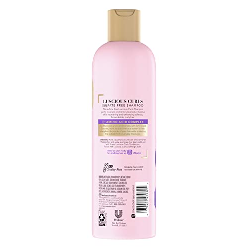 Suave Pink Luscious Curls Shampoo for Defining Curly Hair with Amino Acid Complex 16.5 oz