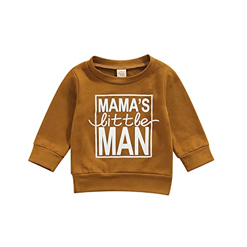Fernvia Newborn Baby Boys Girls Toddler Sweatshirt Pullover Long Sleeve Top Shirt Letter Sun Printed Cotton Infant Jumper Tops (B Khaki, 12-18 Months)