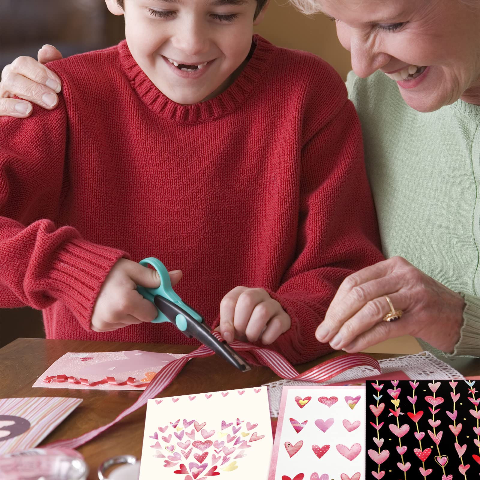 Fancy Land Valentines Cards with Envelopes 12 Heart Cards Blank Inside Gold Foil Embellishment