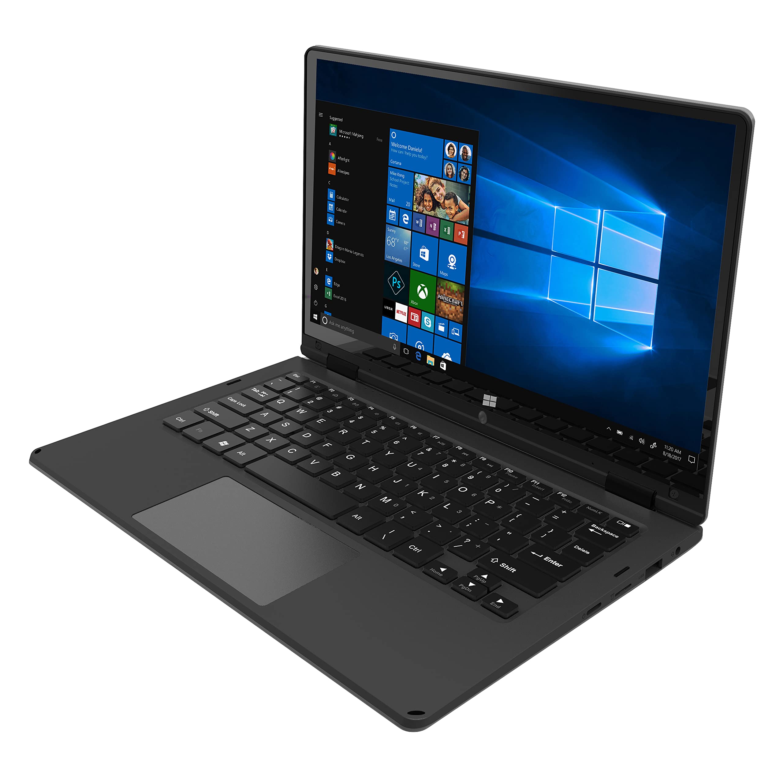 Ematic 11.6" Convertible Touchscreen Laptop with Windows 10 S, 2GB RAM, 32GB Storage, Black (EWT127BL)