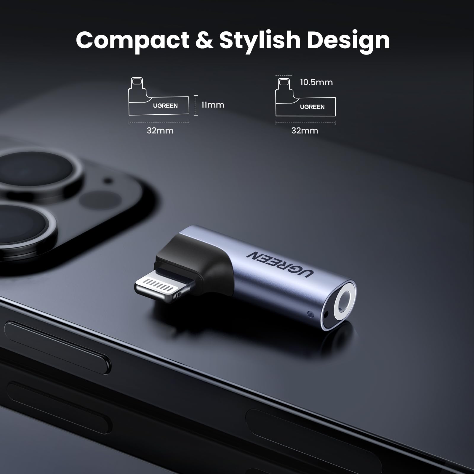 UGREEN Headphone Adapter for iPhone Lightning to 3.5mm Jack MFi TRRS Aux Earphone Stereo Audio Mic Converter Mini Dongle Compatible with iPhone 14 13 Pro Max 12 11 XR XS SE 2022, iPad, Headset, Car