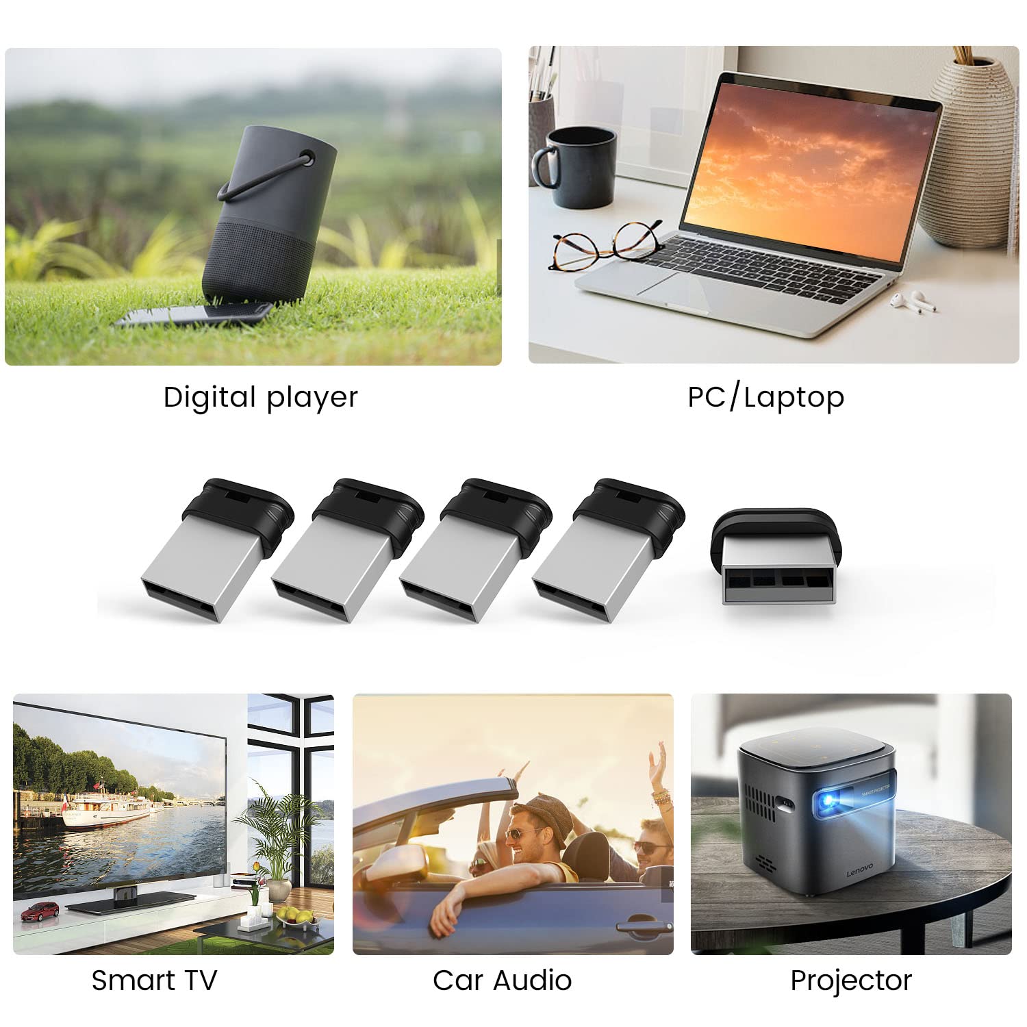 5 x 64GB Flash Drive, KEXIN USB Drive 64 GB Mini USB Thumb Drive 5 Pack Photo Memory Stick External Storage for Date Storage