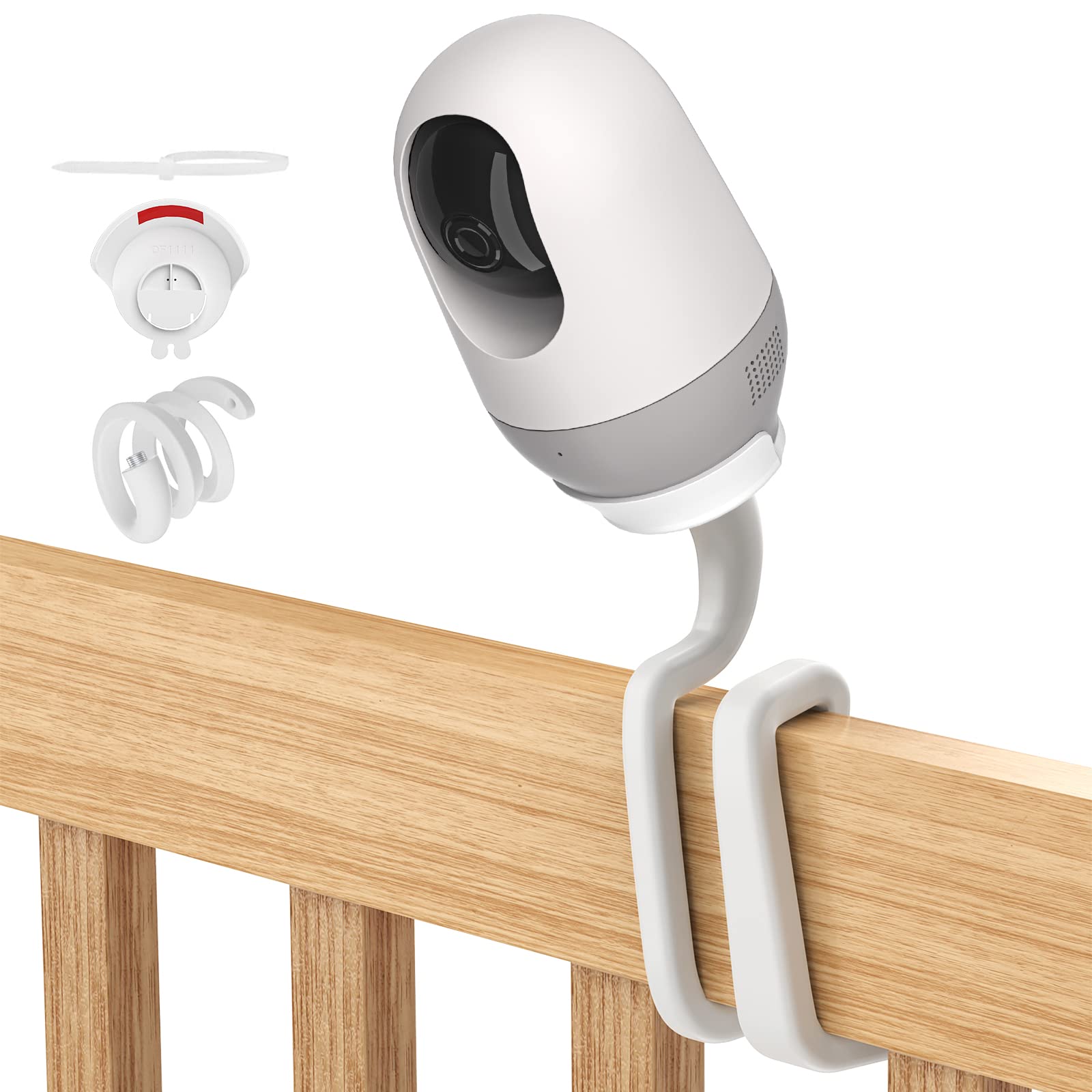 Anbage Baby Monitor Mount Compatible with Nooie Cam 360 Video Baby Monitor Nooie Pet Camera, Baby Monitors Holder with Flexible Twist Mount for Crib, Shelves, Guardrail Without Tools