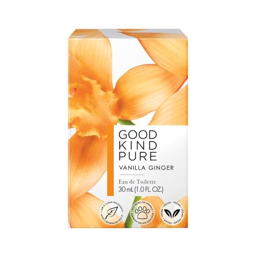 Good Kind Pure Vanilla Ginger Eau de Toilette Spray - Energizing, Gourmand Fragrance - A blend of Casablanca Lily & Warm Vanilla - Clean, Vegan, & Long-Lasting Formula - 1.0 Fl Oz