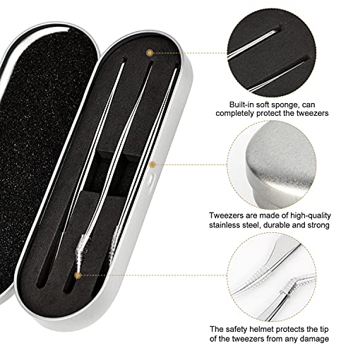 ACTROL Eyelash Extension Tweezers Set 3 PCS for Volume lashes Stainless Steel professional Precision Tweezers Straight and Curved Tip Tweezers (3pcs-1, Silver)