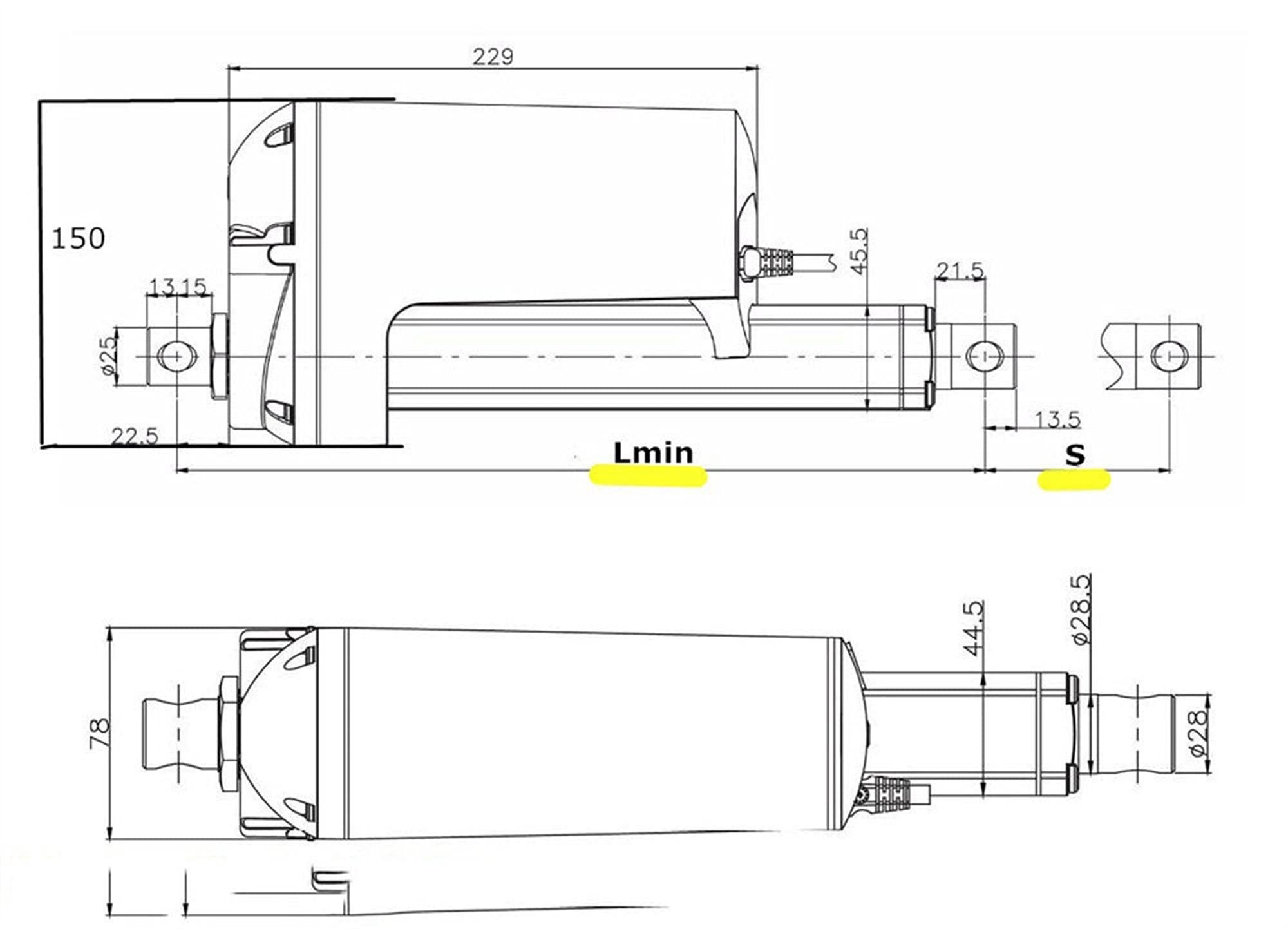 KOVOSCJ Linear Actuator 12V Heavy Duty Linear Actuator with Potentiometer Position Signal Feedback IP66 12V 24V 60mm/s Speed 12000N 1200KG 2640LBS Force Stroke Linear Actuator