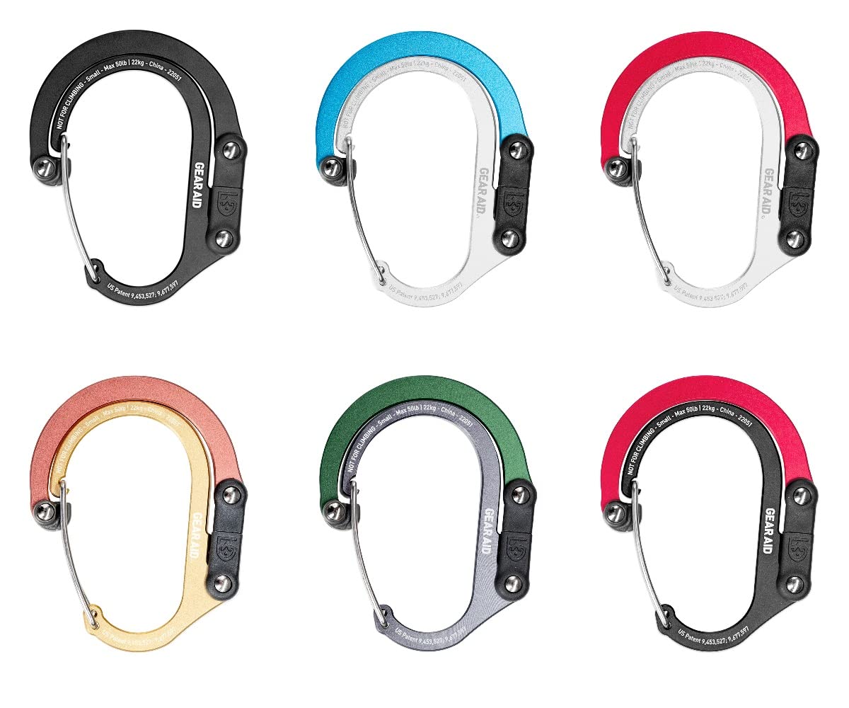 GEAR AID HEROCLIP Carabiner Clip and Hook (Small) for Purse, Stroller, and Backpack, Gold & Cinnamon