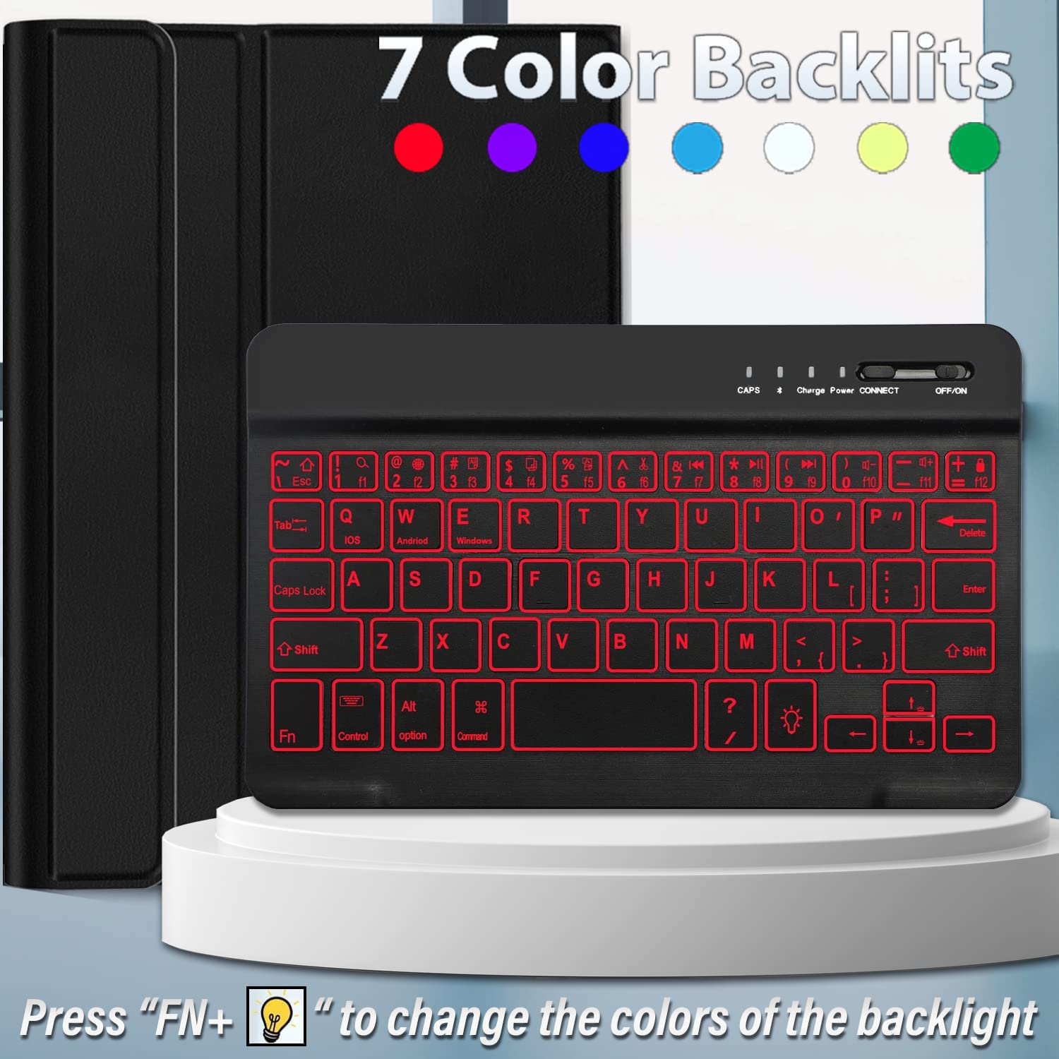 REAL-EAGLE Backlit Keyboard Case for Galaxy Tab A7 Lite 8.7 2021[SM-T220/T225], 7 Colors Light Detachable Wireless Keyboard Protective Case Cover for Samsung Galaxy Tab A7 Lite 8.7 Inch