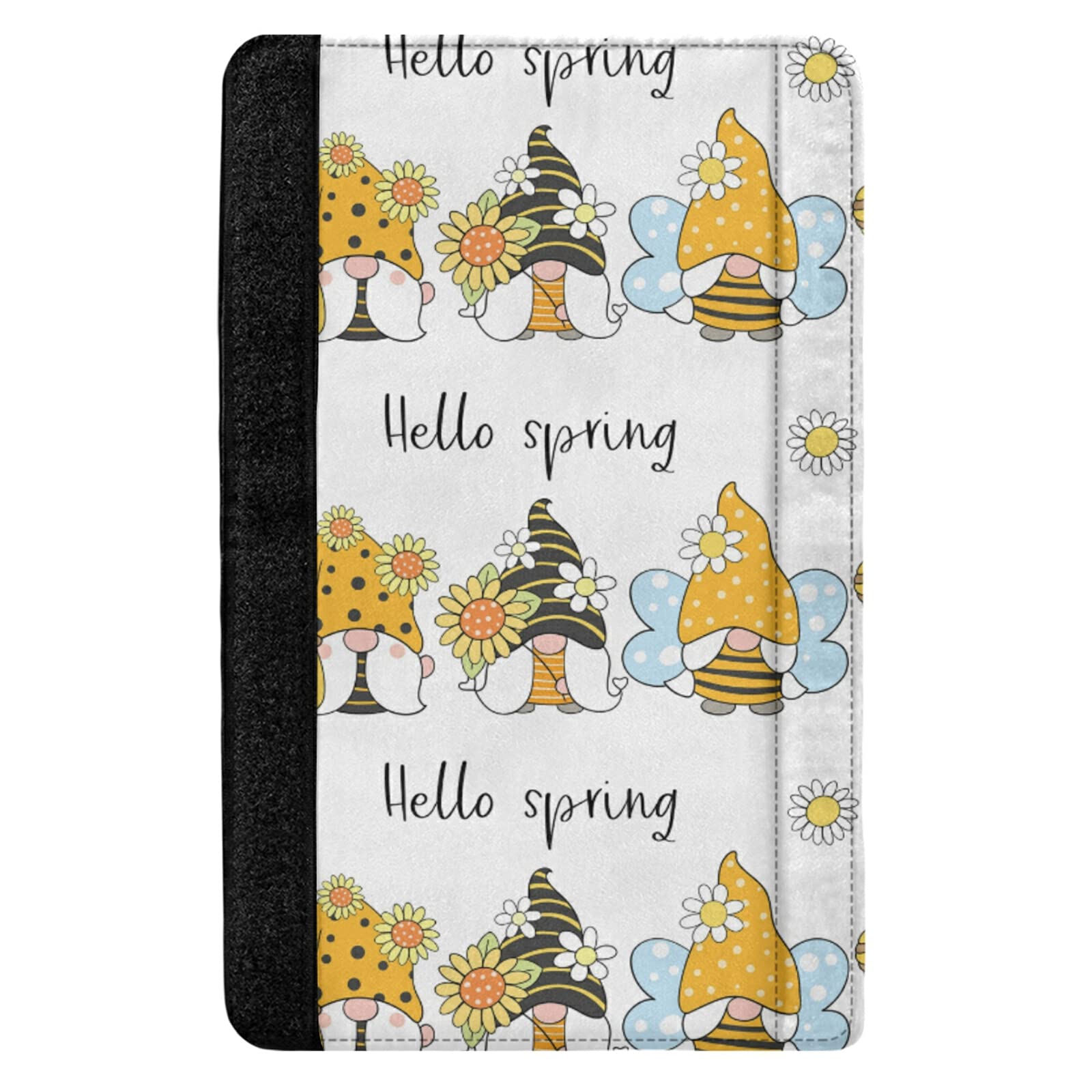 Bee Gnomes with Spring Summer Sunflowers Daisy Flowers on White 1 Piece Universal Car Seat Belt Pads Cover, Adjustable Vehicle Back Shoulder Strap Cover, Car Seat Belt Cushions for Adults Kids