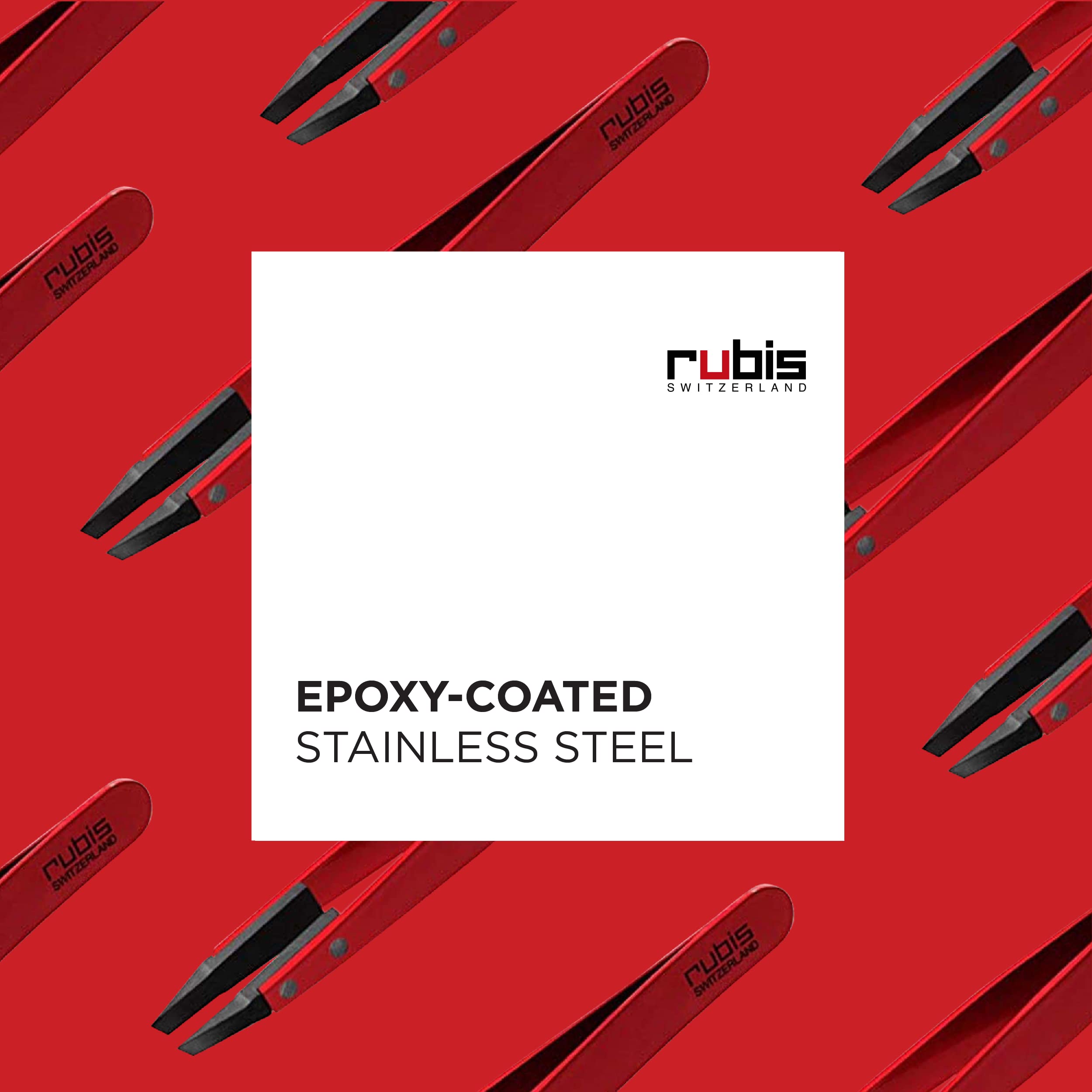 Rubis Classic Techno Stainless Steel Tweezers for Precise Eyebrows and Hair Removal Slanted Polymer Tips, 1KS106, Red,Rubis Switzerland Swiss Made World Renowned Precision