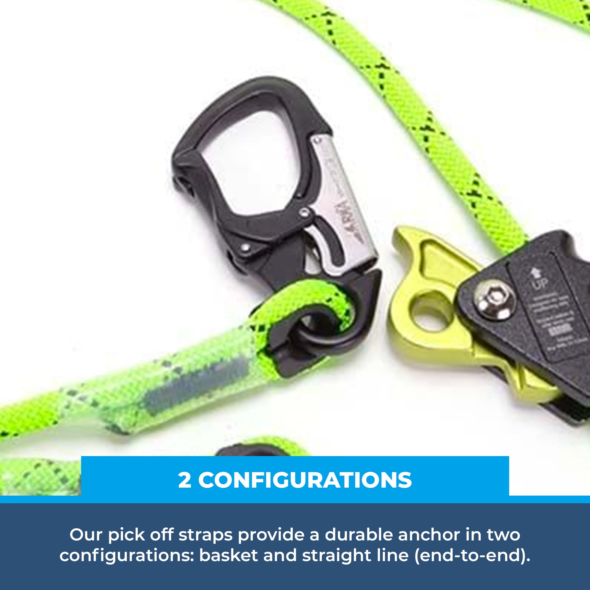RNA X-Flight Adjustable Lanyard with Snap Hook - Neon Yellow, 12-Foot Heavy-Duty Positioning System, Made in USA, Arborist and Work-at-Height Gear
