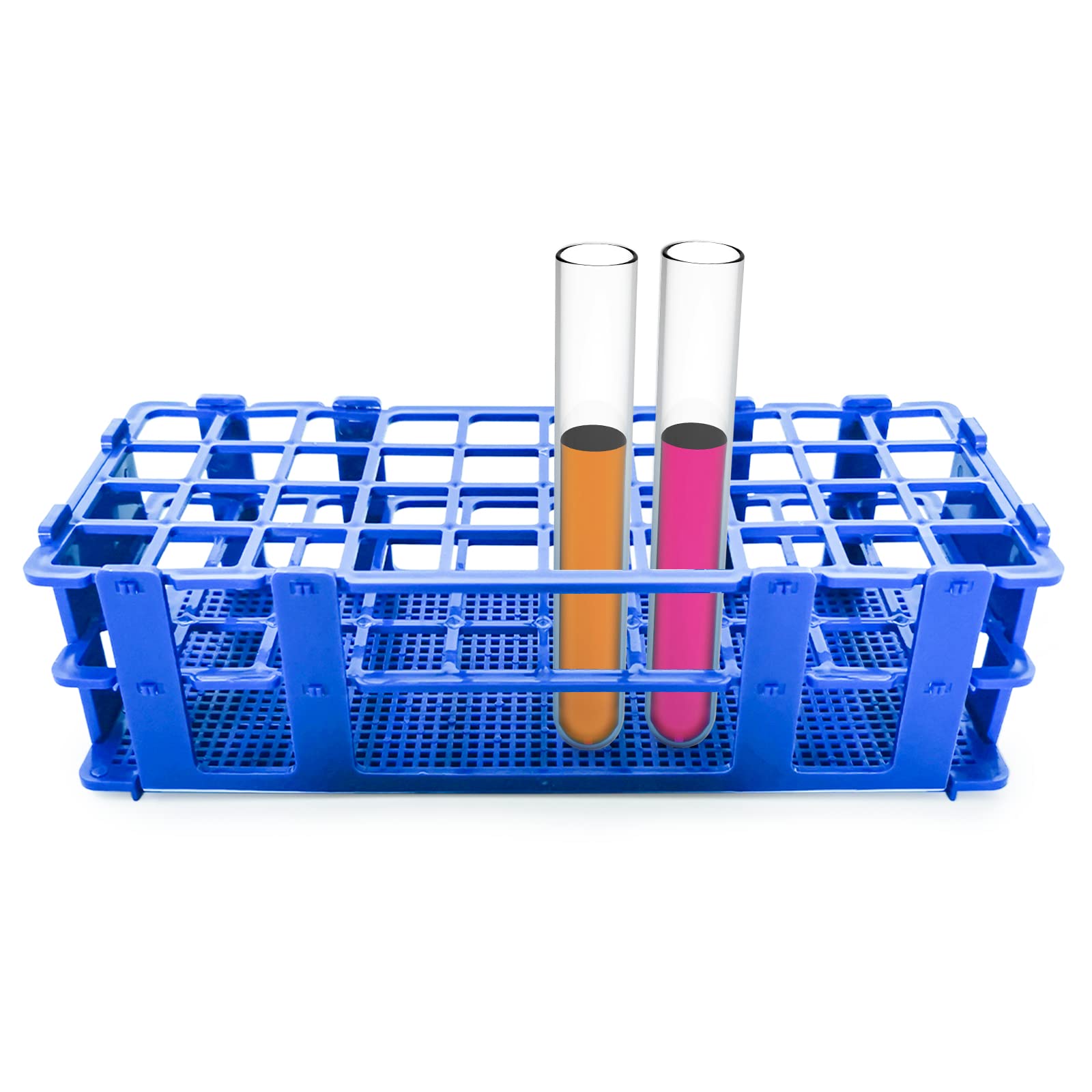 krngcwc 3 Packs Plastic Test Tube Rack, 40 Holes Lab Test Tube Rack Holder for 20mm Test Tubes, Blue, Detachable (40holes)