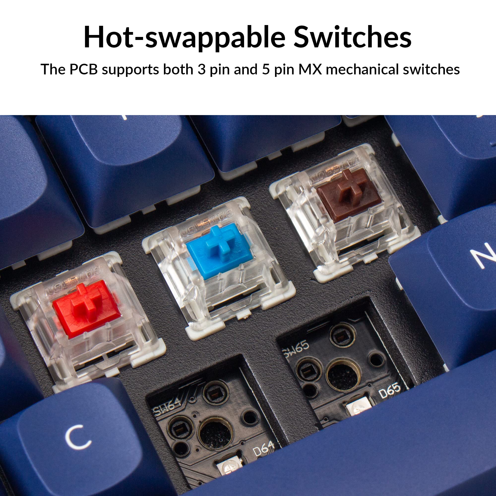 Keychron Q2 Wired Custom Mechanical Keyboard, QMK/VIA Programmable Macro, Full Aluminum, Hot-Swappable Gateron G Pro Red Switch, 65% Layout Double Gasket Compatible with Mac and Windows - Blue
