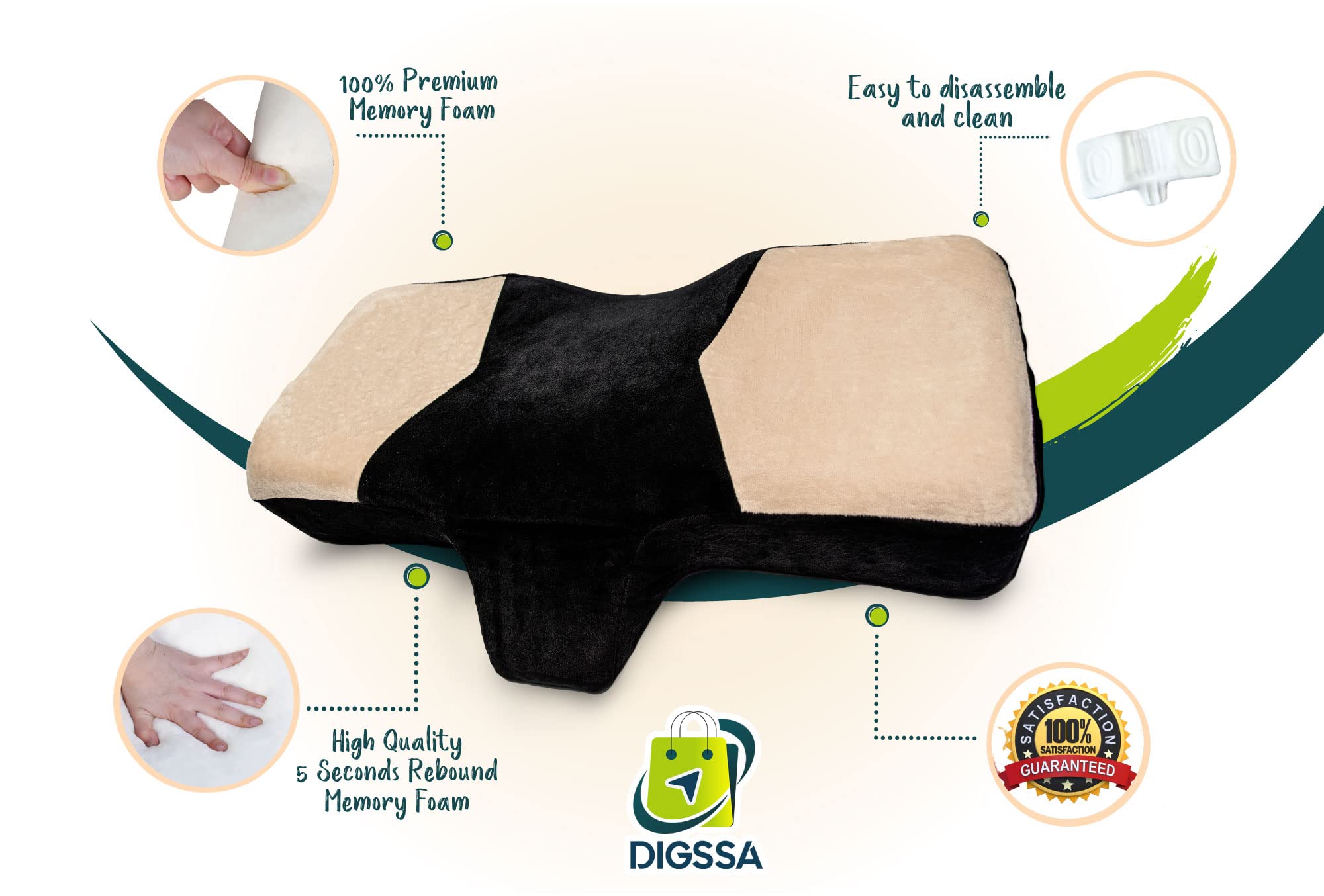 DIGSSA Lash Pillow for Lash Extension - Eyelash Pillow for Beauty Salon Ergonomic and Comfortable Curve for The Neck and Head Support,Cervical Protection with Premium Memory Foam and Pillowcase