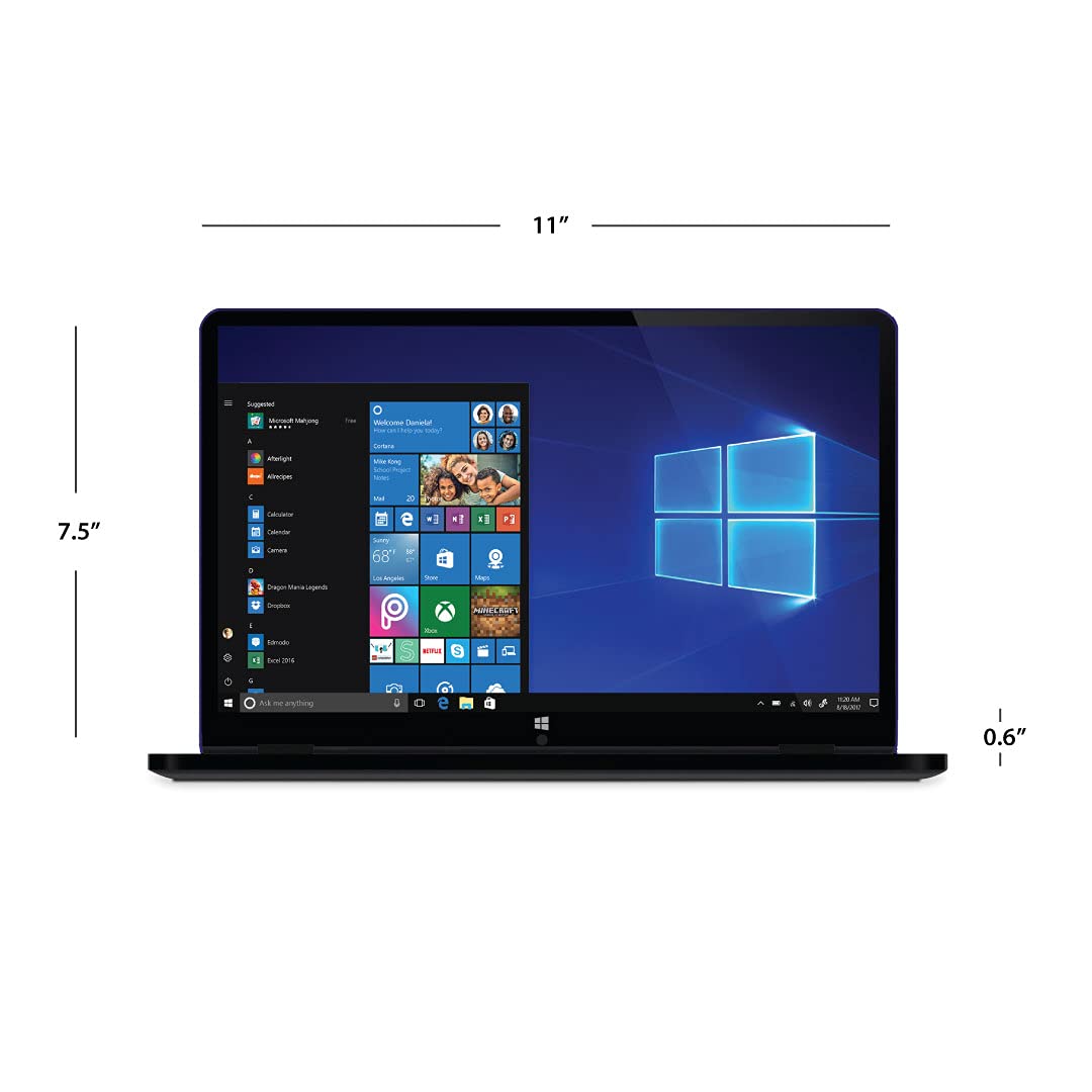 Ematic 11.6" Convertible Touchscreen Laptop with Windows 10 S, 2GB RAM, 32GB Storage, Blue (EWT127BU)
