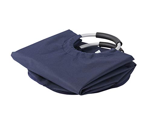 82L Large Thicken Laundry Basket Collapsible Fabric Laundry Hamper Foldable Heavy Duty Clothes Bag Portable Washing Bin Waterproof Cloth Hampers Storage with Durable Aluminum Handles (Dark Blue)