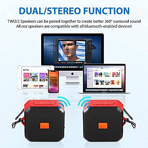 -Tek Styz IPX7 Speaker Works for Microsoft Surface Duo with 13H Waterproof Playtime, Indoor, Outdoor Travel 1500mAh (RED)