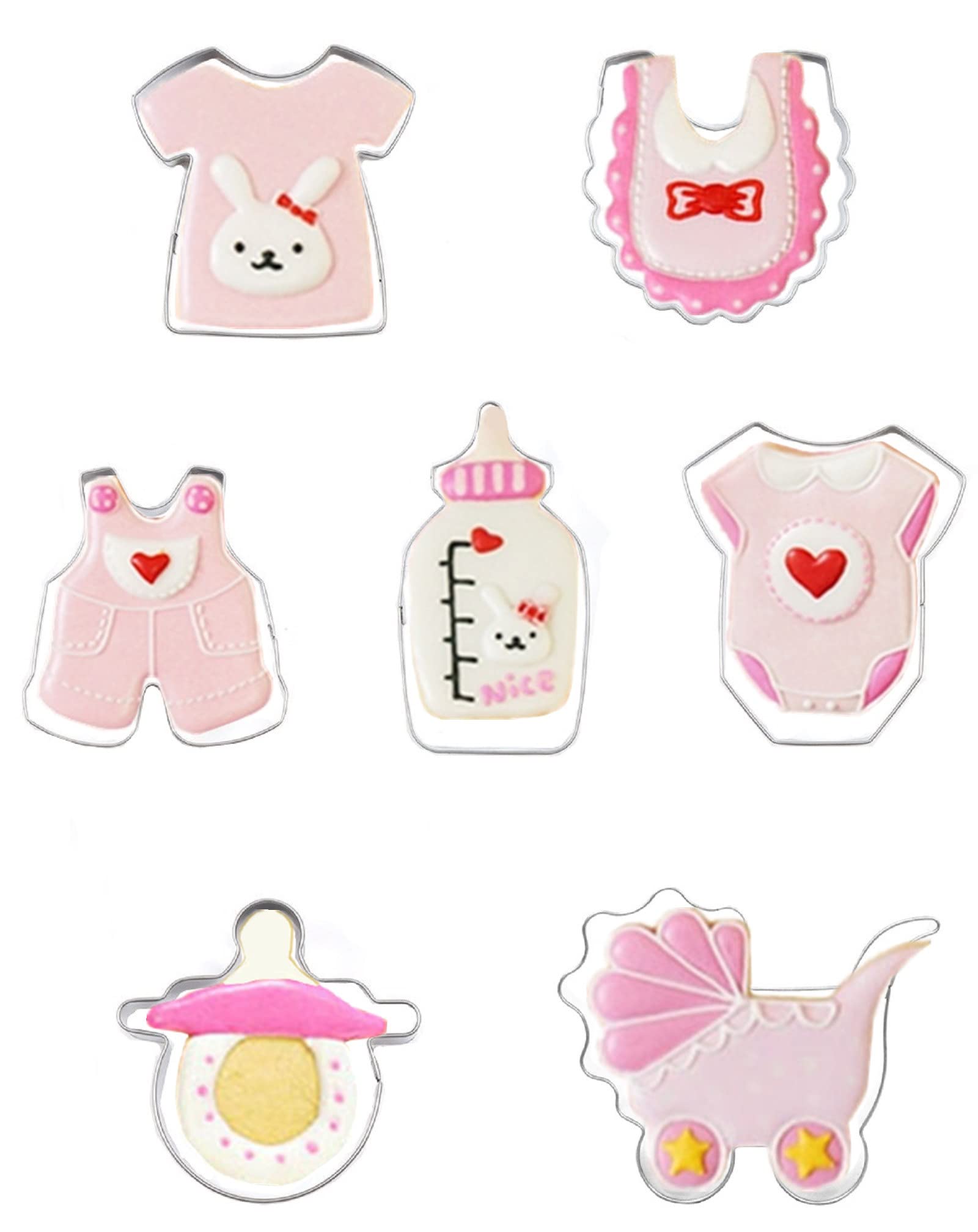 Baby Shower Series Cookie Cutters Set of 7 pcs, Stainless Steel Fondant Cutter Molds Baking DIY