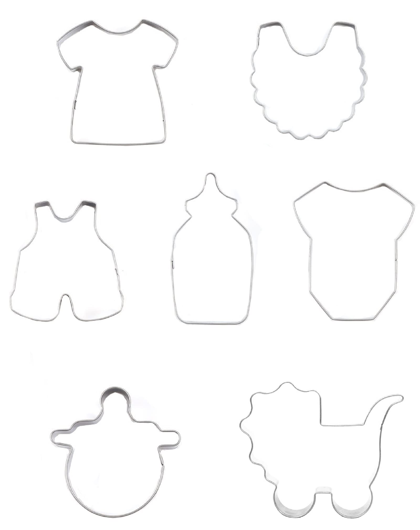 Baby Shower Series Cookie Cutters Set of 7 pcs, Stainless Steel Fondant Cutter Molds Baking DIY