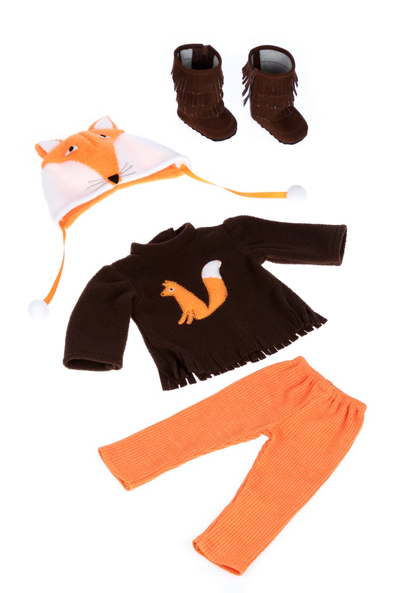- Foxy - 4 Piece Outfit - Hat, Blouse, Leggings and Boots. Clothes Fits 18 Inch Doll (Doll Not Included)