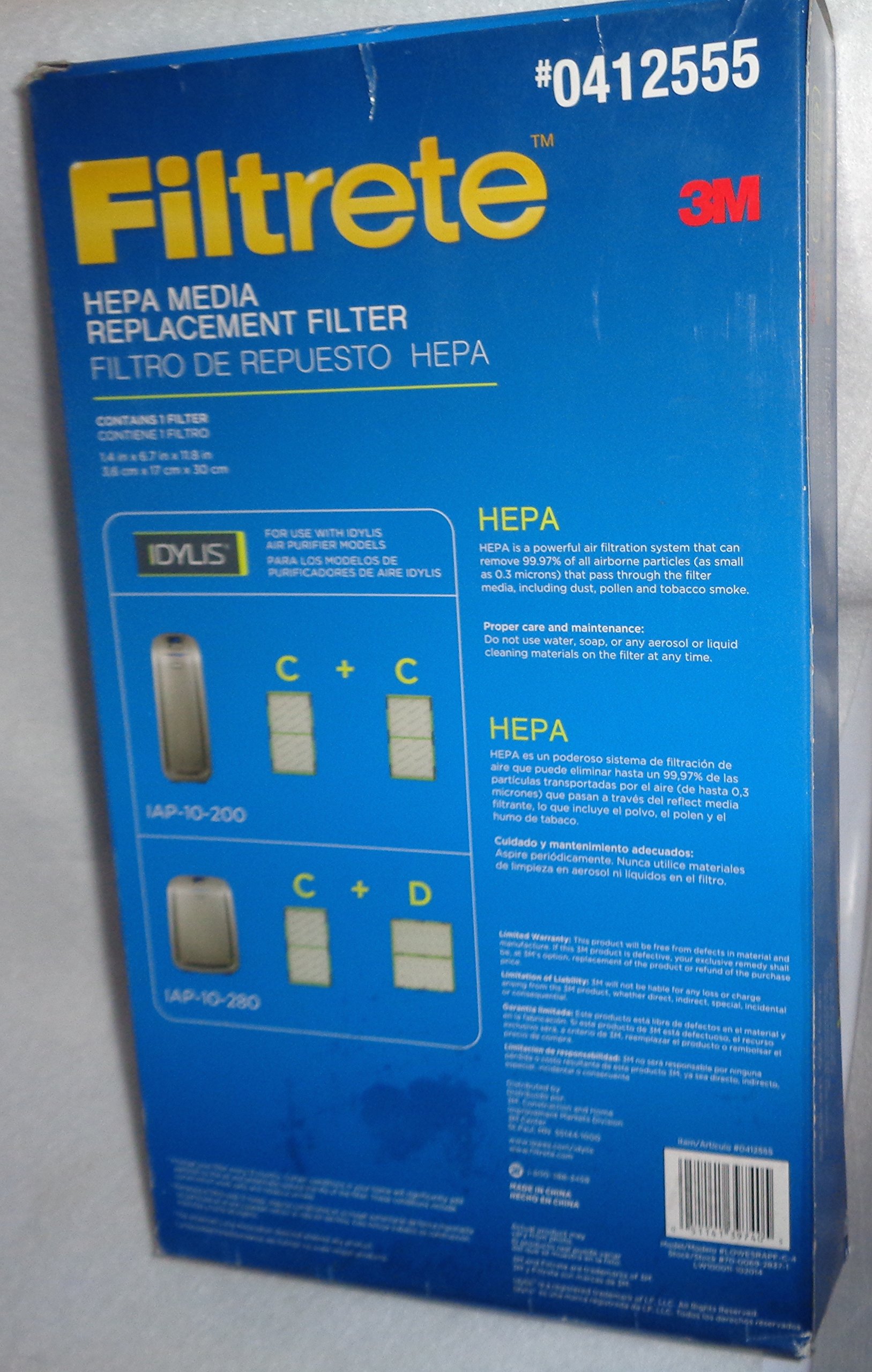 : Filtrete Hepa Media Replacement Hepa Air Purifier Filter Model # LOWESRAPF-C-4