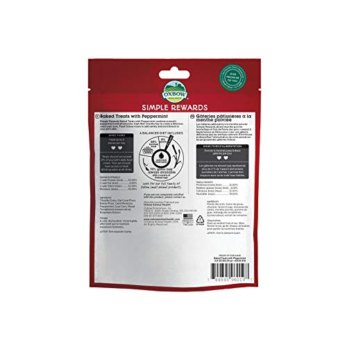 ---New Oxbow Simple Rewards All Natural Oven Baked Treats With Peppermint And Timothy Grass For Rabbits, Guinea Pigs, Hamsters And Other Small Pets 3 oz