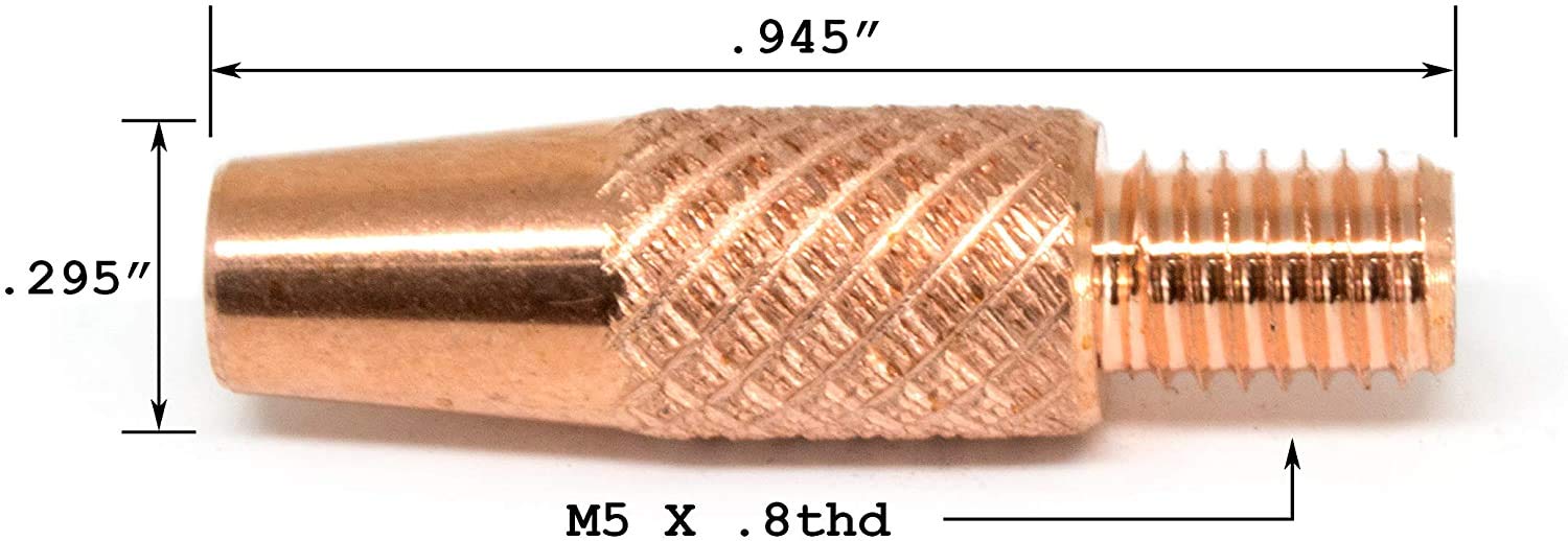 .023" 199730 MIG contact tips fit Miller Spoolmate 100, 3035, 185 and Hobart DP-3035, SpoolRunner 100 (10-PK)
