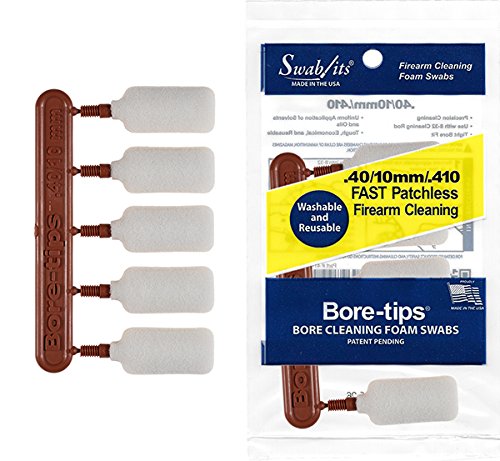 .40cal/.44cal/10mm/410 Gauge Gun Cleaning Bore-tipsĀ® by Swab-itsĀ®: Barrel Cleaning Swabs - Made in The USA