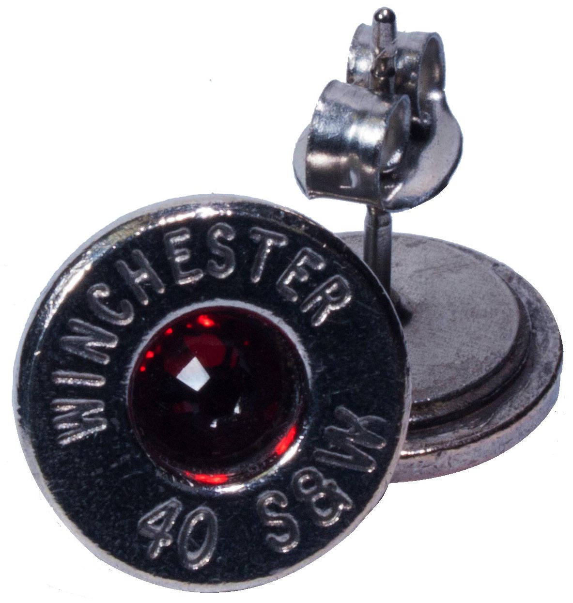 .40 Palladium Plated Stud Earrings with Swarovski Crystals- Ruby Red (Winchester)