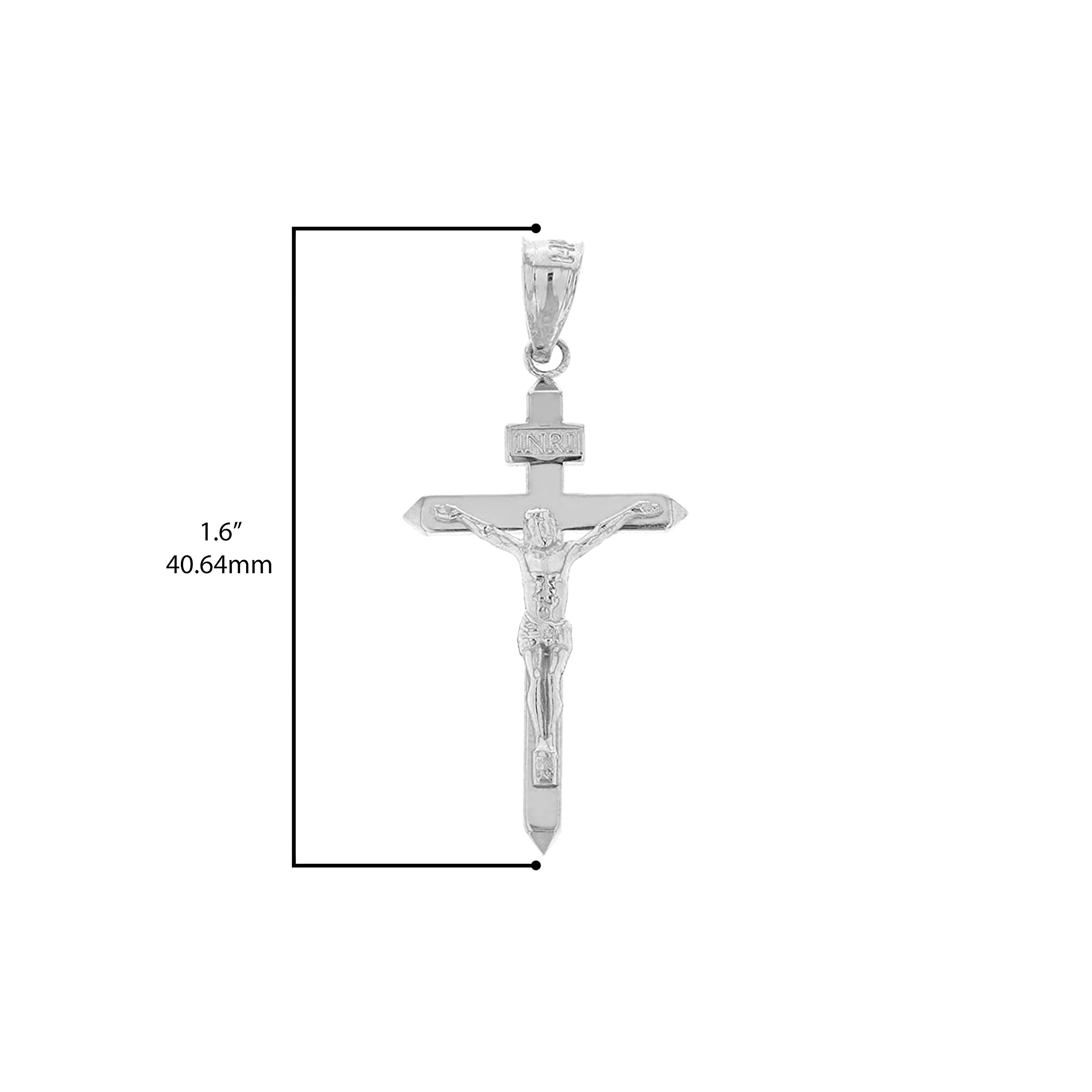.925 Sterling Silver Catholic Jesus Christ on INRI Cross Crucifix Pendant Charm (1.6")