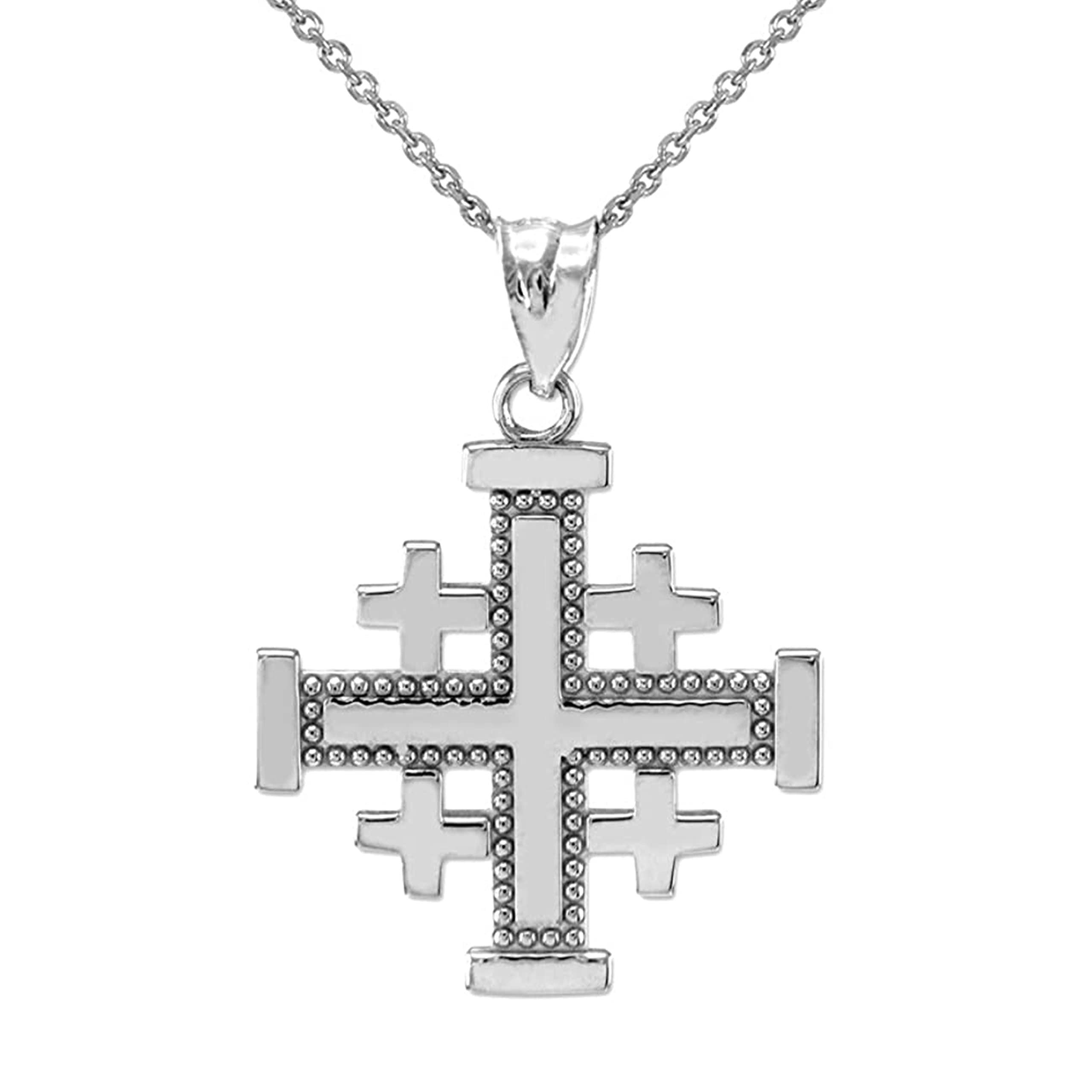 .925 Sterling Silver Heraldic Jerusalem Cross Crucifix Cross and Crosslets Five Fold Crusader Pendant - Pendant Only