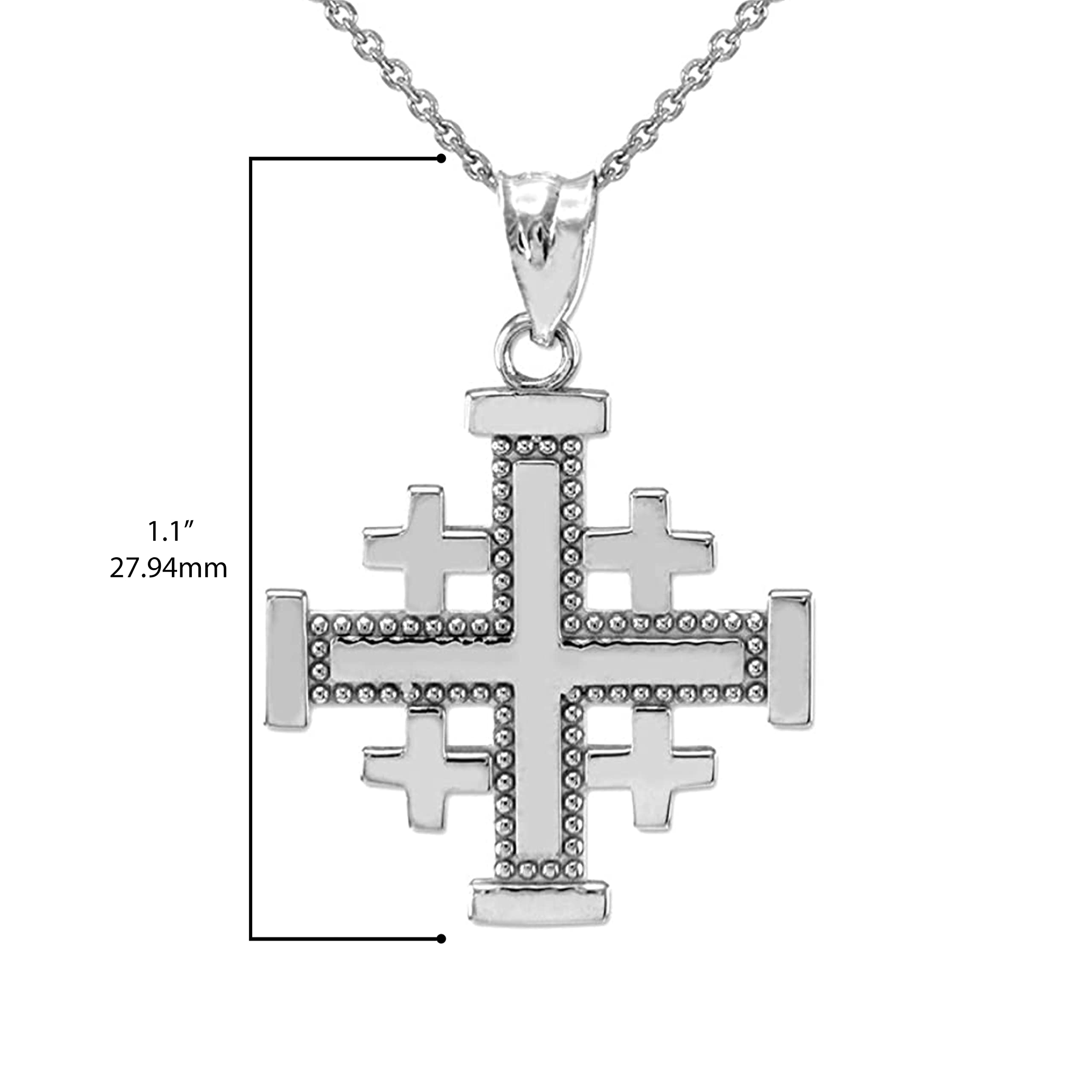 .925 Sterling Silver Heraldic Jerusalem Cross Crucifix Cross and Crosslets Five Fold Crusader Pendant - Pendant Only