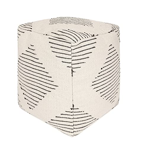 Ā· REDEARTH Ā· UNSTUFFED Pouf Ottoman Cover Textured Boho Storage Square Home Decor Poof Pouffe Space Saver Footrest for Living Room, Bedroom, Nursery, Kidsroom; 100% Cotton (20"x20"x20"; Black)