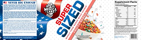 'Merica Labz Super Sized Whole Food Based Mass Gainer with 46g of Protein, Includes Digestive Enyzmes for Easy Digestion, 5 lbs (Fruity Rebels)