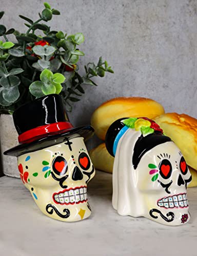 "Home Décor Accents" Day Of The Dead Wedding Bride And Groom Skulls Salt Pepper Shakers Set - Home Accents 33-kl1-1025