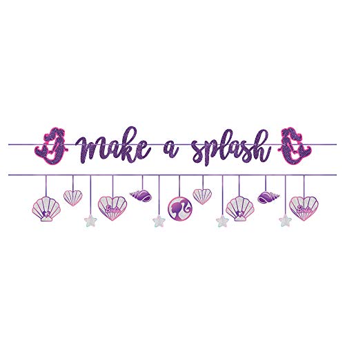 "Barbie Mermaid" Purple Glitter Double Party Banners, 12', 2 Pc