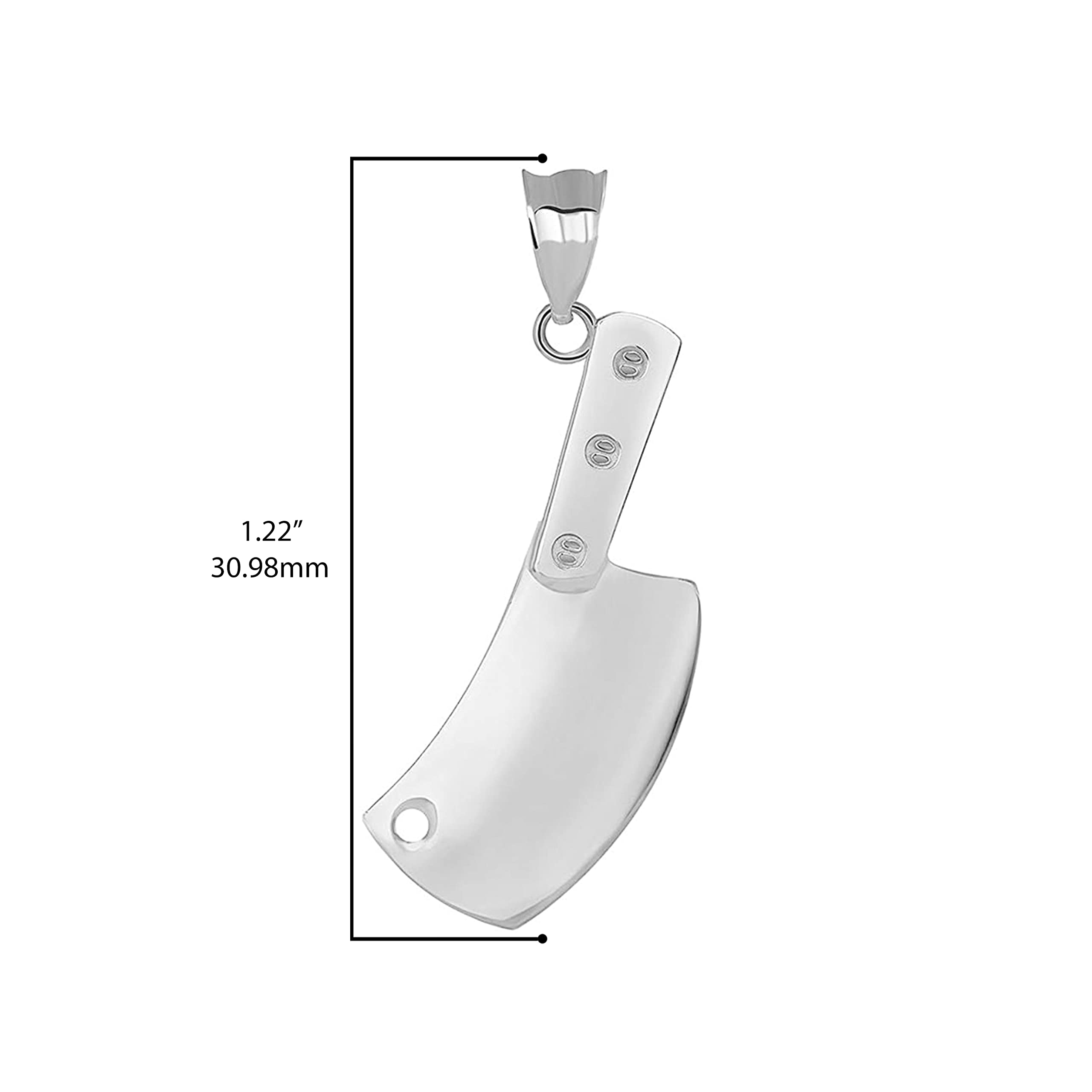 .925 Sterling Silver 1-1/4" x 3/8" Butcher’s Knife Meat Cleaver Pendant - Pendant Only