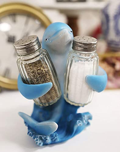"Home Décor Accents" Dolphin Rising Above Sea Waves Hugging Salt And Pepper Shakers Holder - Home Accents 33-kl1-2163