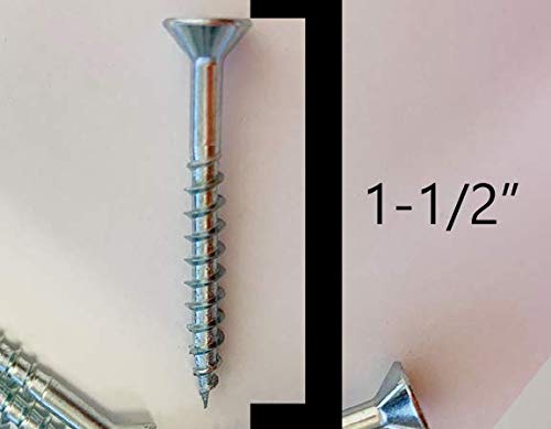 (1,000 Screws) #8 1-1/2" Screws 8x1-1/2 inch 38mm Woodworking Screws #2 Philips Phillips Flat Head Wood Screws Auger Point Deep Thread Countersinking Nibs Zinc Plated PBS T17 Cabinets + Interior