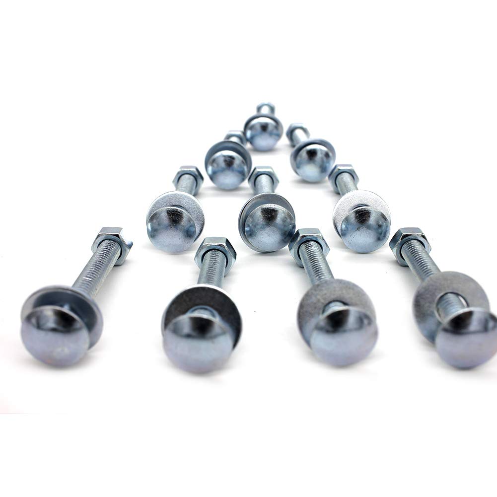 (10 pc) 5/16-18 x 1-1/2" Long Square-Neck Carriage Bolts Set w/Nuts & Washers,Zinc-Plated,Carbon Steel Grade 2,by Fullerkreg