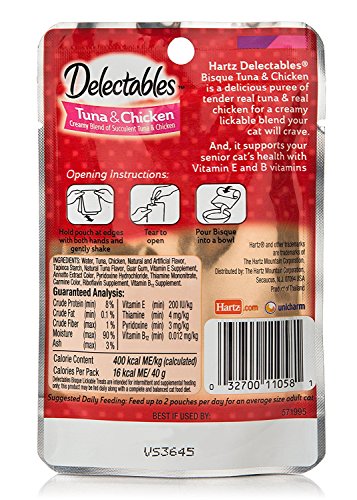 "Hartz Delectables Senior Bisque Lickable Cat Treats - Tuna/Chicken 4 Pouches"