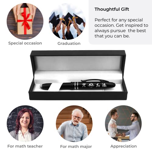 "Symbols of Mathematics" Engraved Gift Pen w/LED Light & Stylus - Pi, Geometry, Function, & Integration Symbols - Gifts for Mathematicians Math Teachers