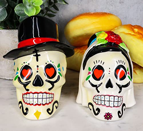 "Home Décor Accents" Day Of The Dead Wedding Bride And Groom Skulls Salt Pepper Shakers Set - Home Accents 33-kl1-1025