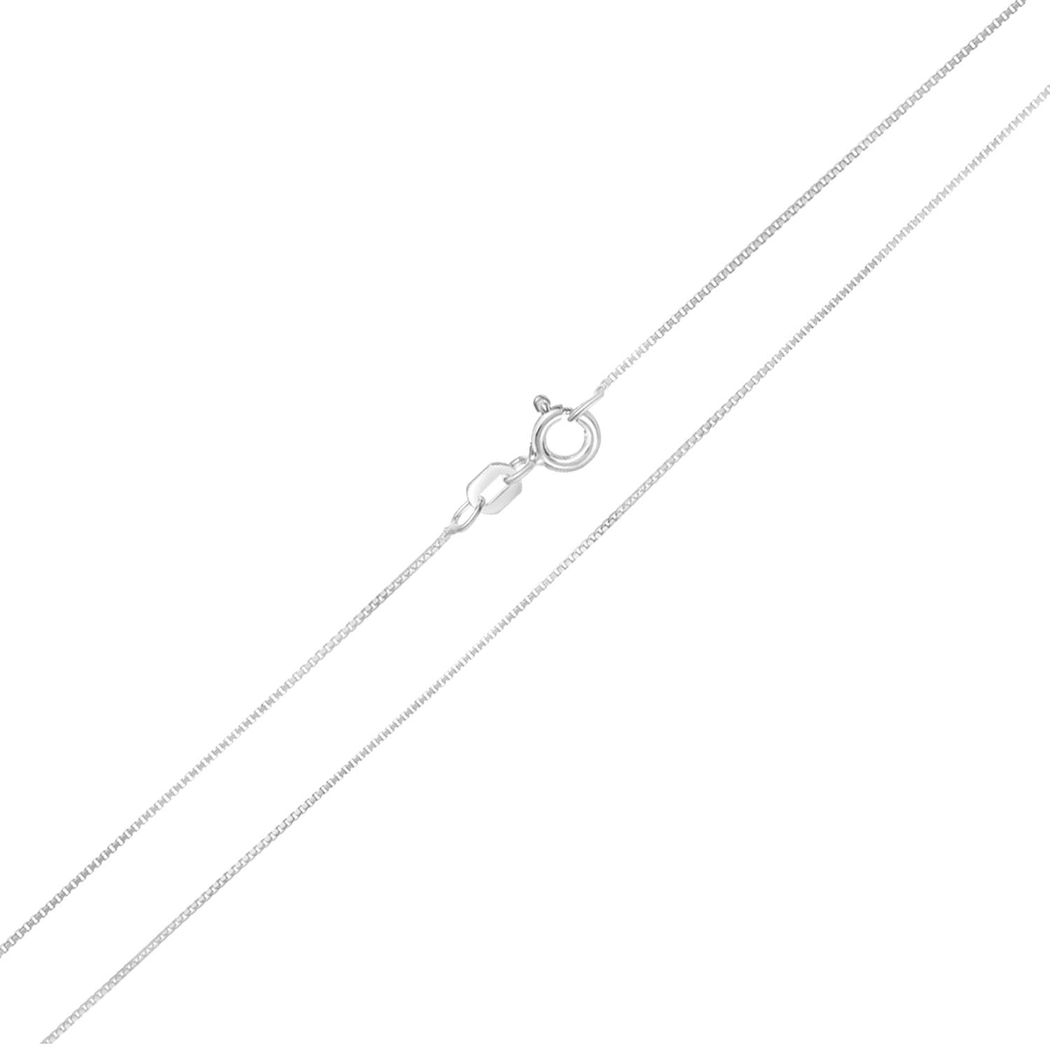 .925 Sterling Silver 0.7mm, 0.9mm, 1.1mm, 1.3mm, 1.5mm or 1.7mm Box Chain Necklace, Made In Italy (18, 0.7mm)