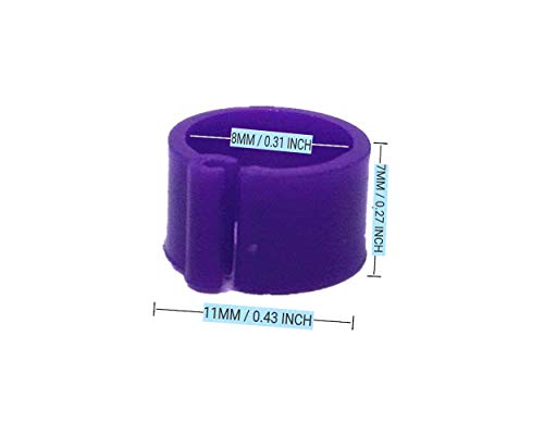 ( Pack of 100 Pcs ) ,Bird Rings Multicolor Colorful Leg Bands for Pigeon Parrot Finch Canary Hatch Chicks Bantam Poultry Bayonet Rings ,8mm inside diameter