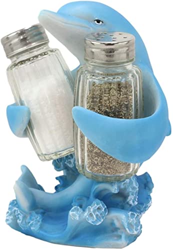 "Home Décor Accents" Dolphin Rising Above Sea Waves Hugging Salt And Pepper Shakers Holder - Home Accents 33-kl1-2163