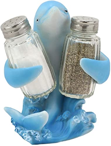 "Home Décor Accents" Dolphin Rising Above Sea Waves Hugging Salt And Pepper Shakers Holder - Home Accents 33-kl1-2163